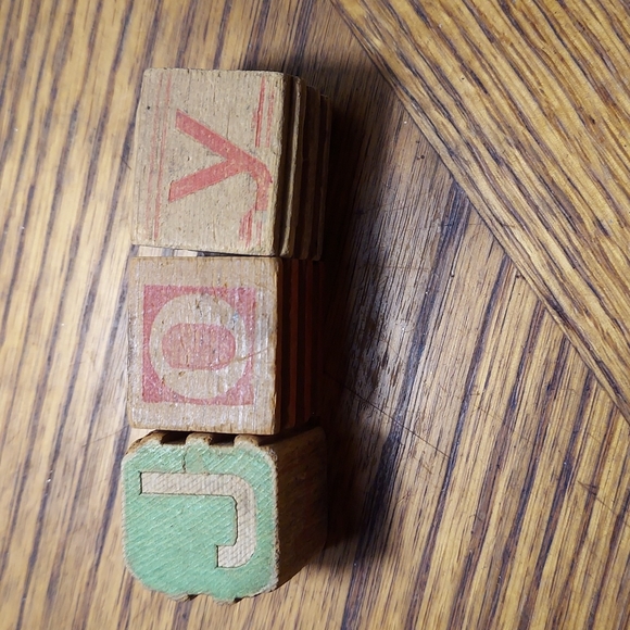Vintage | Holiday | Antique Joy Wooden Blocks In Red Green | Poshmark